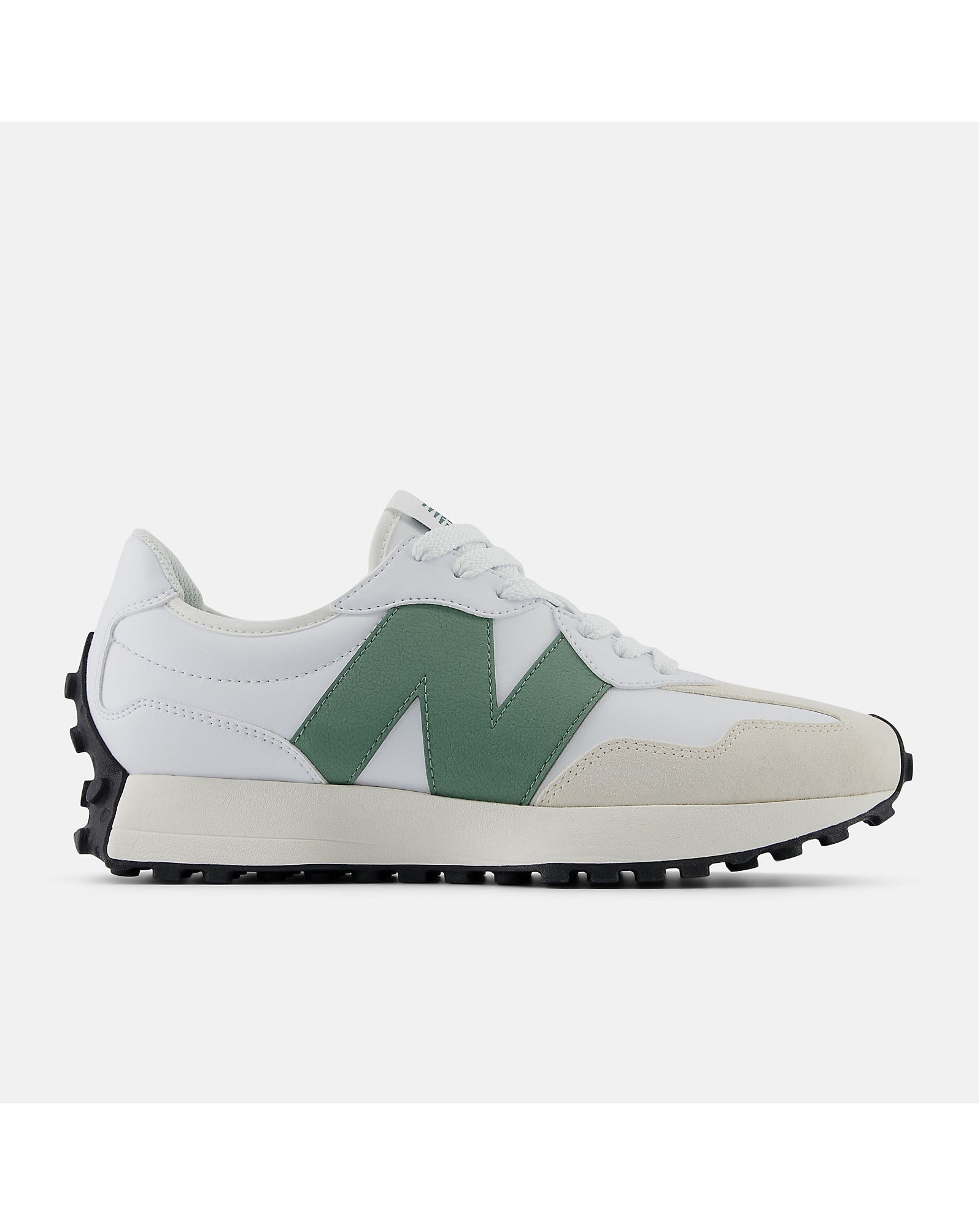 New Balance 327 Sneaker - White with Juniper – Fearless Wanaka